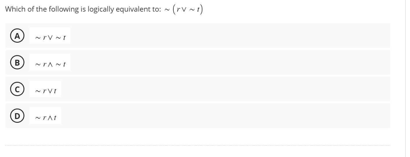 Solved Which of the following is logically equivalent to: | Chegg.com