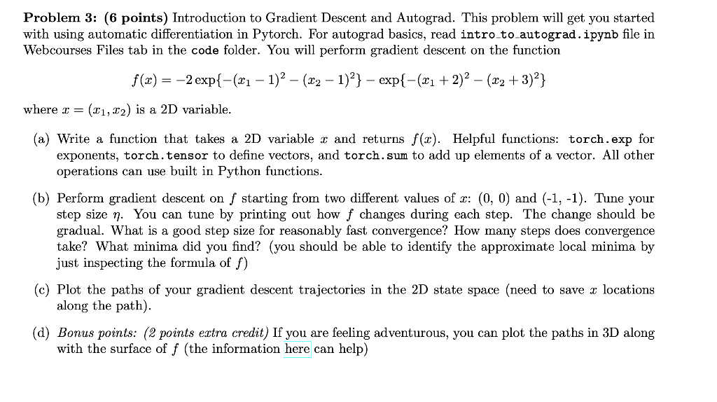 Problem 3: (6 points) Introduction to Gradient | Chegg.com