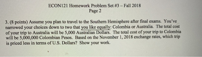 ECON 121 Homework Problem Sct #3-Fall 2018 Answer | Chegg.com
