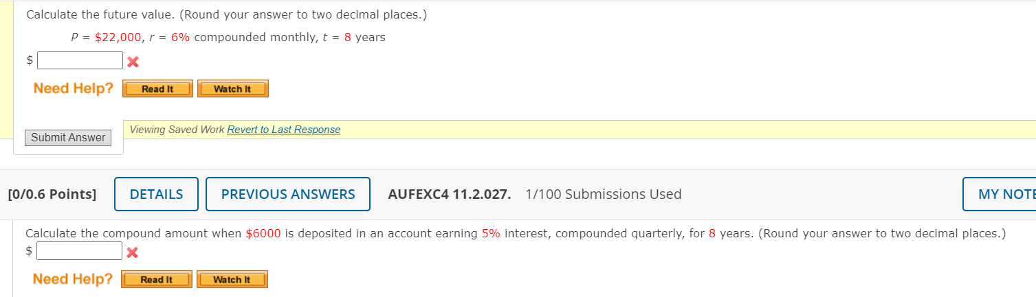 Solved Calculate the future value. (Round your answer to two | Chegg.com