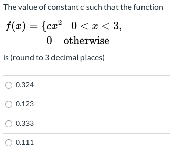Solved The value of constant c such that the function f(x) = | Chegg.com