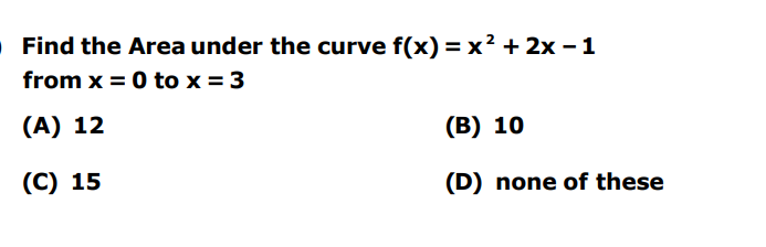 Find the Area under the curve f(x)=x2+2x−1 from x=0 | Chegg.com