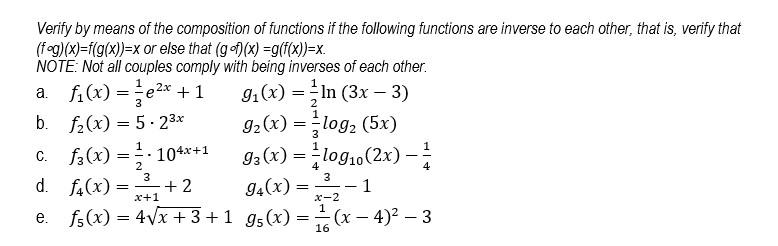 Solved Verify by means of the composition of functions if | Chegg.com