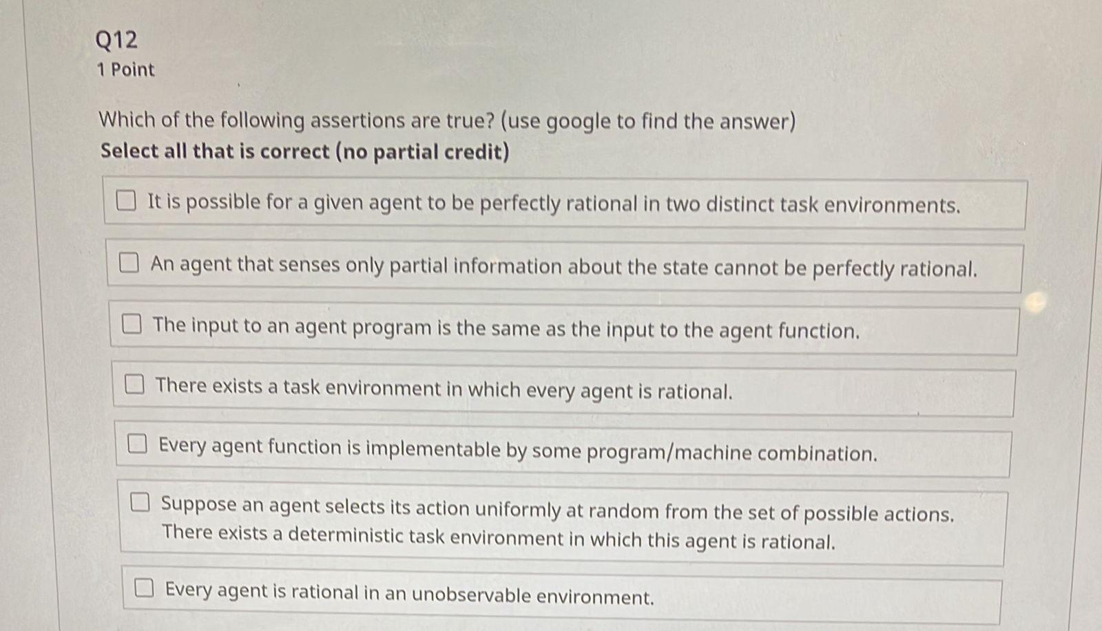 Solved 1 Point Which of the following assertions are true? | Chegg.com