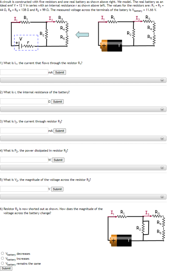 Solved A circuit is constructed with five resistors and one | Chegg.com