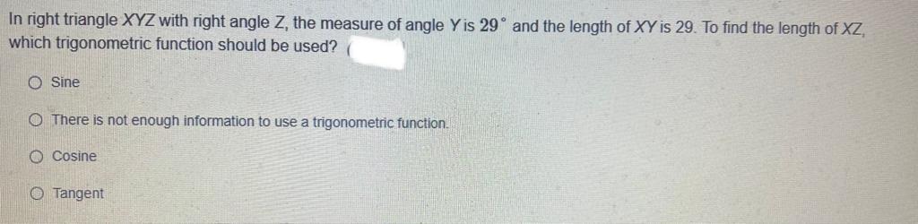 Solved In right triangle XYZ with right angle Z, the measure | Chegg.com
