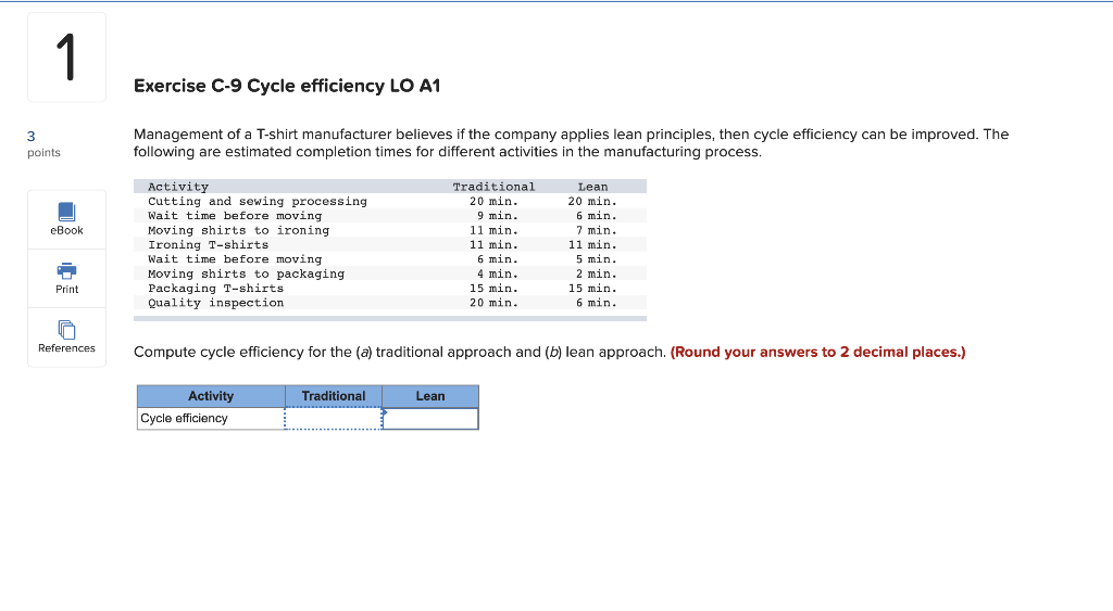 Solved Exercise C-9 Cycle efficiency LO A1 Management of a | Chegg.com
