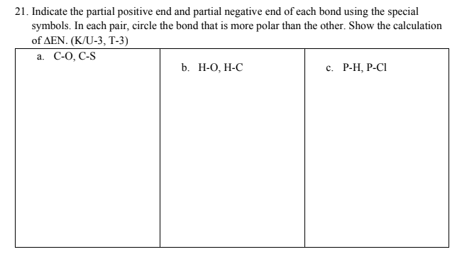 Solved 21. Indicate the partial positive end and partial | Chegg.com