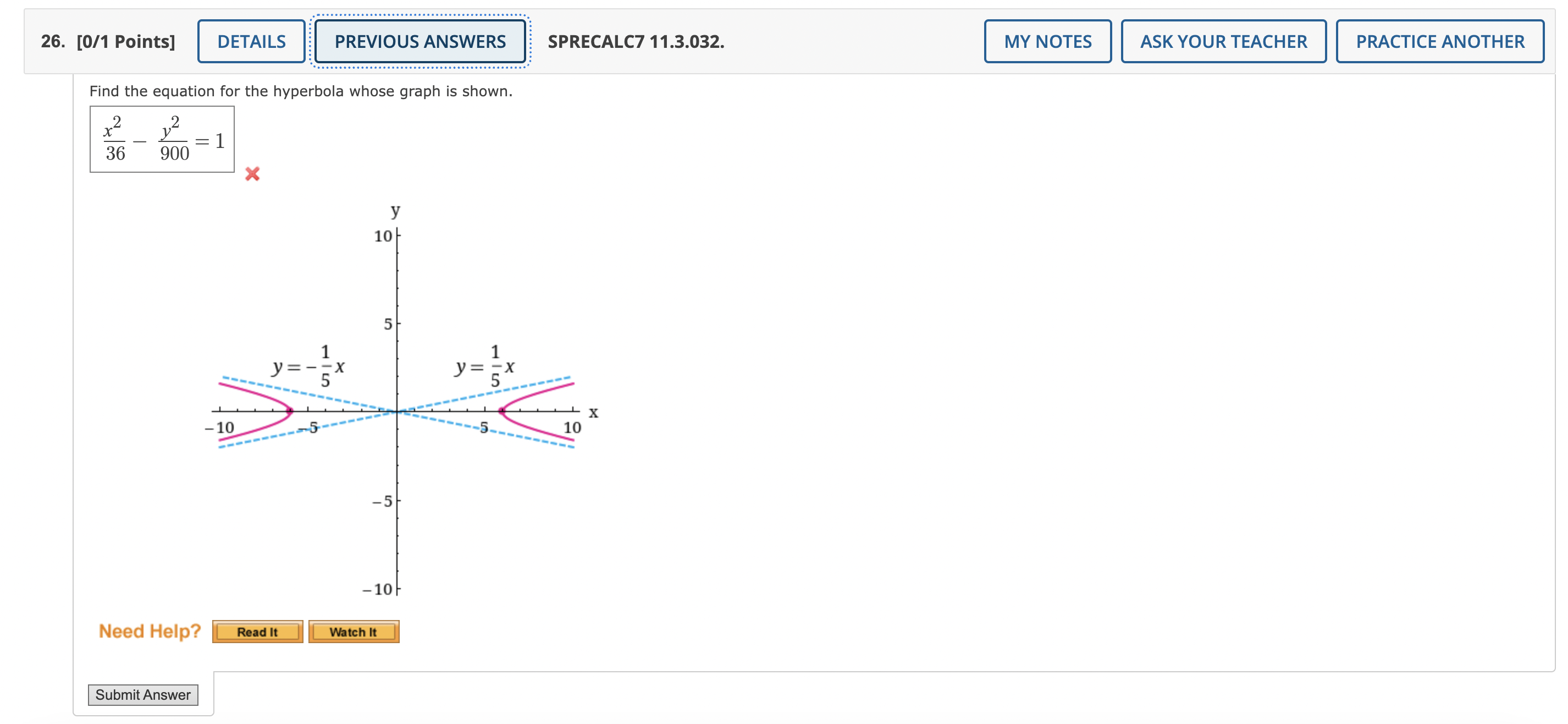 Solved Find the equation for the hyperbola whose graph is | Chegg.com