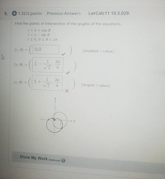 Solved 5. 1.32/2 points Previous Answers LarCalc11 10.5.029. | Chegg.com