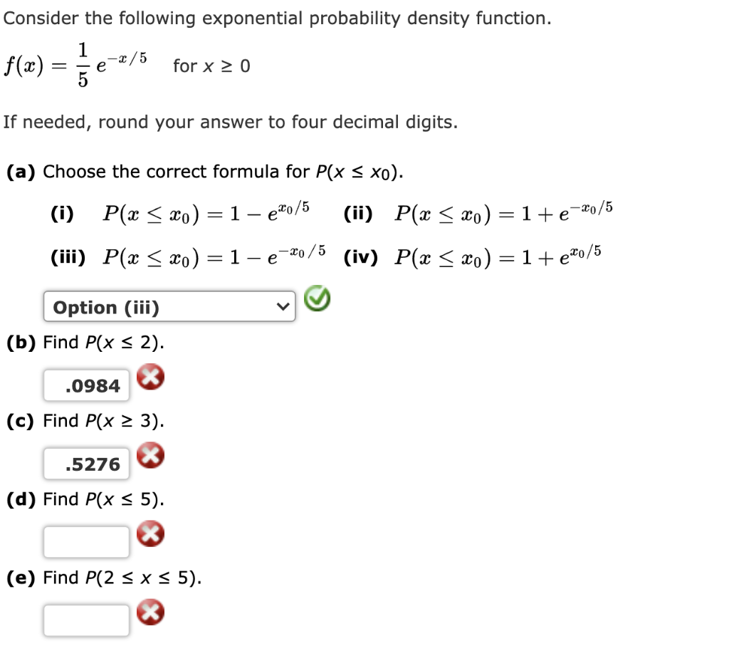 Solved Consider the following exponential probability | Chegg.com