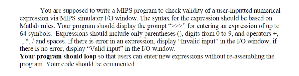 Solved You are supposed to write a MIPS program to check | Chegg.com