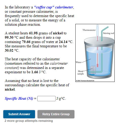 Solved In the laboratory a "coffee cup" calorimeter, or | Chegg.com