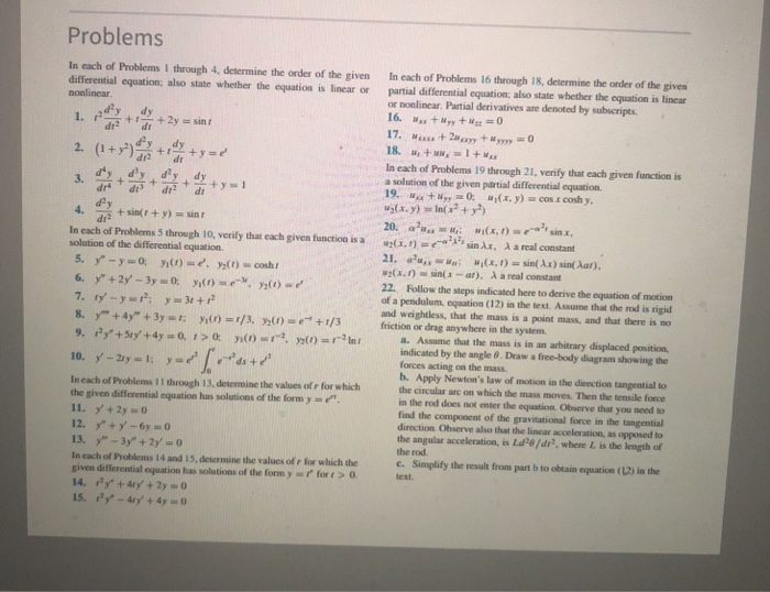 Solved Problems In each of Problems I through 4, determine | Chegg.com