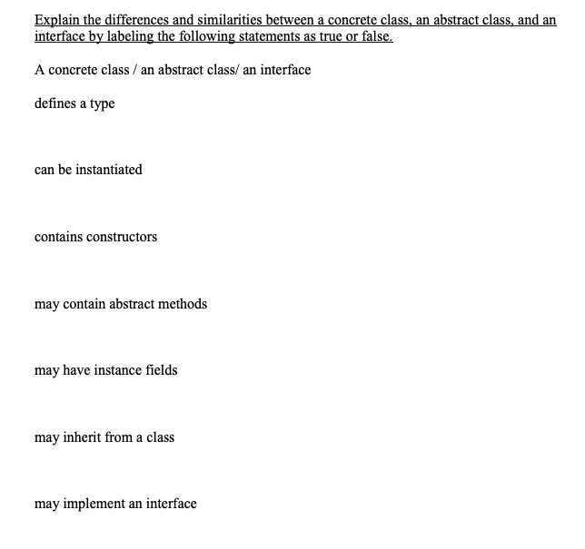 (Solved) : Explain Differences Similarities Concrete Class Abstract ... (Solved) : Explain Differences Similarities Concrete Class Abstract ...