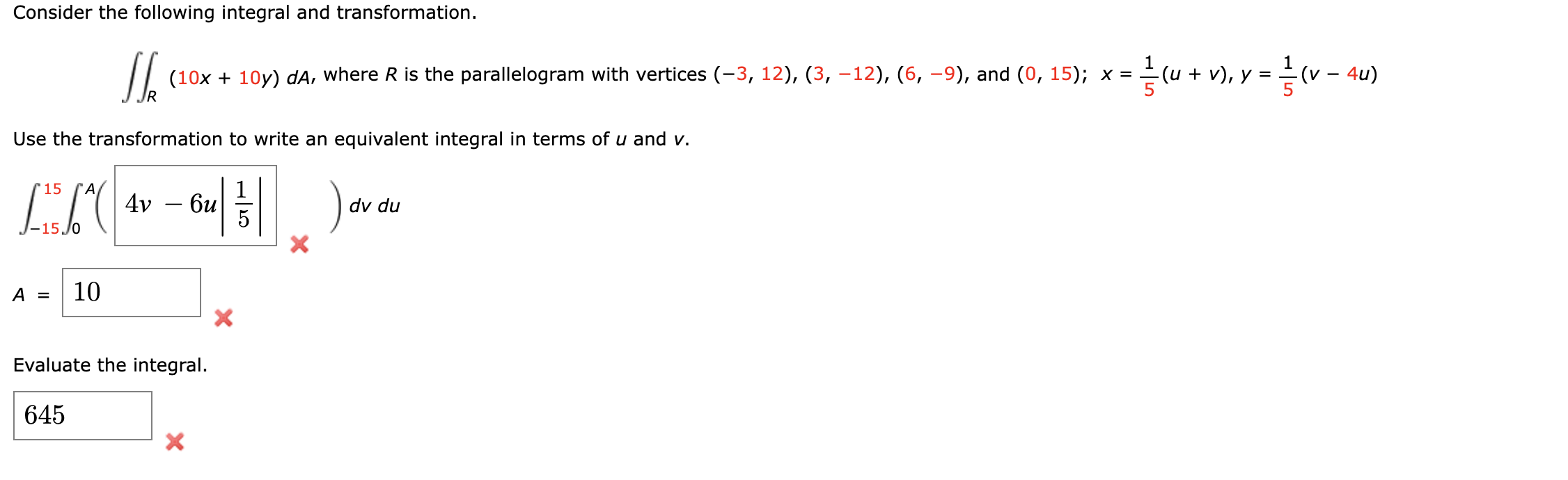 Solved Consider the following integral and transformation. | Chegg.com