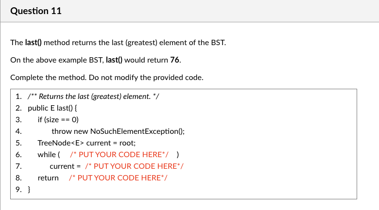 Question 11The last() ﻿method returns the last | Chegg.com