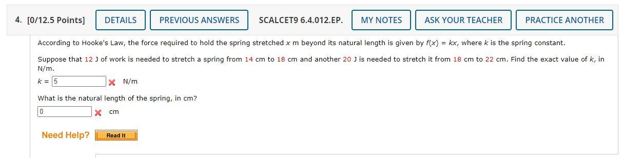 Solved /12.5 Points] SCALCET9 6.4.006. The table shows | Chegg.com