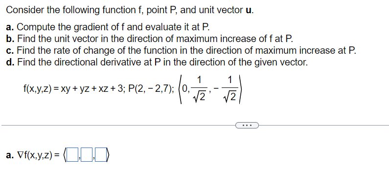 Solved Consider the following function f, point P, and unit | Chegg.com