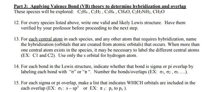 Solved Part 3: Applying Valence Bond (VB) theory to | Chegg.com