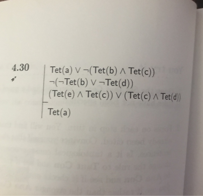 Solved Tet(a) V-(Tet(b) Λ Tet(c)) -(-Tet(b) V -Tet(d)) | Chegg.com