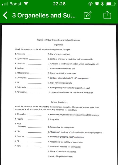 Solved .111 Boost令 22:26 く3 Organelles and Su.. Topic 3 | Chegg.com