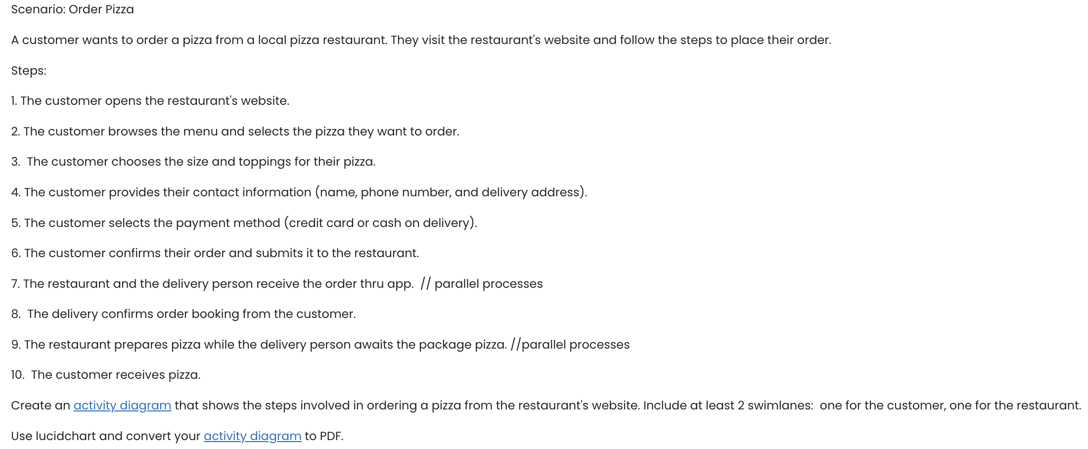 Solved A customer wants to order a pizza from a local pizza | Chegg.com