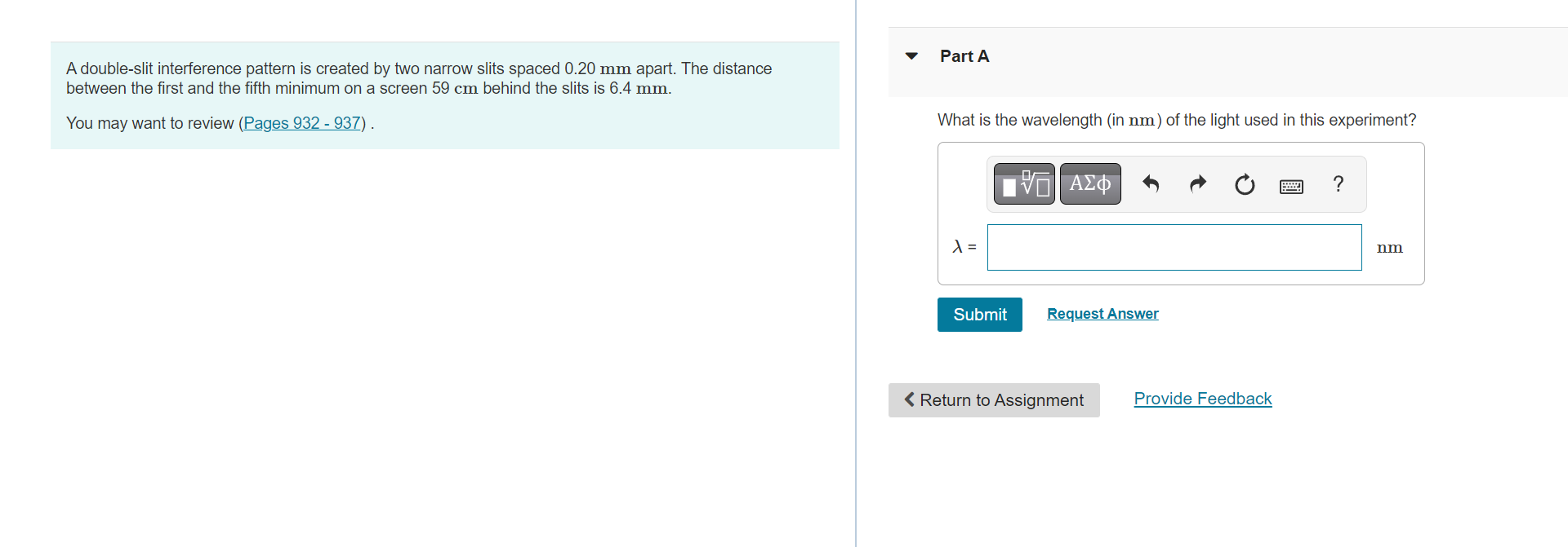 Solved A double-slit interference pattern is created by two | Chegg.com
