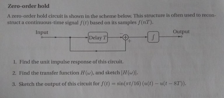 Solved Zero-order hold A zero-order hold circuit is shown in | Chegg.com
