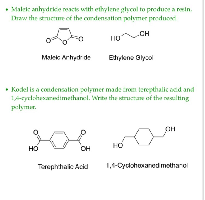 Solved Maleic anhydride reacts with ethylene glycol to | Chegg.com