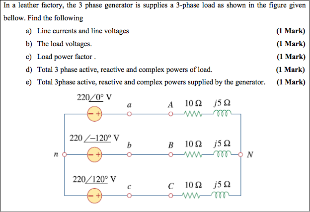 Solved In a leather factory, the 3 phase generator is | Chegg.com