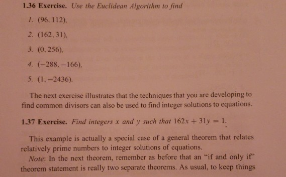 Solved 1.36 Exercise. Use the Euclidean Algorithm to find 1. | Chegg.com