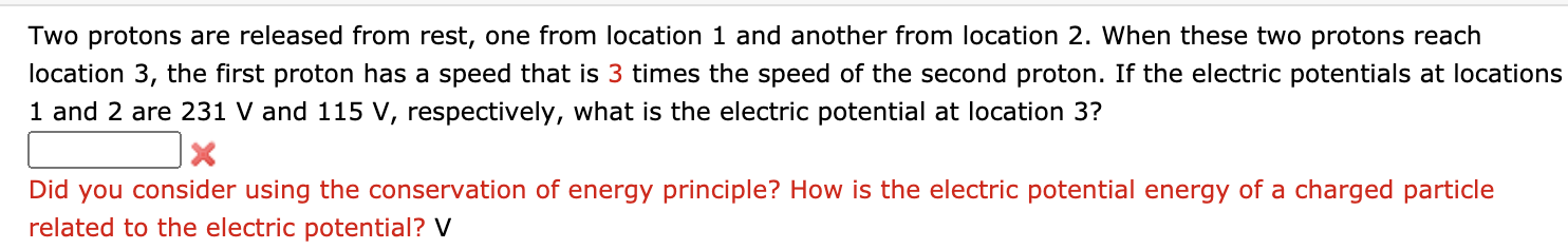Solved Two protons are released from rest, one from location | Chegg.com