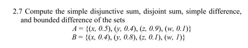 Solved 2.7 Compute the simple disjunctive sum, disjoint sum, | Chegg.com