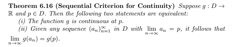 Solved Theorem 6.16 (Sequential Criterion for Continuity) | Chegg.com