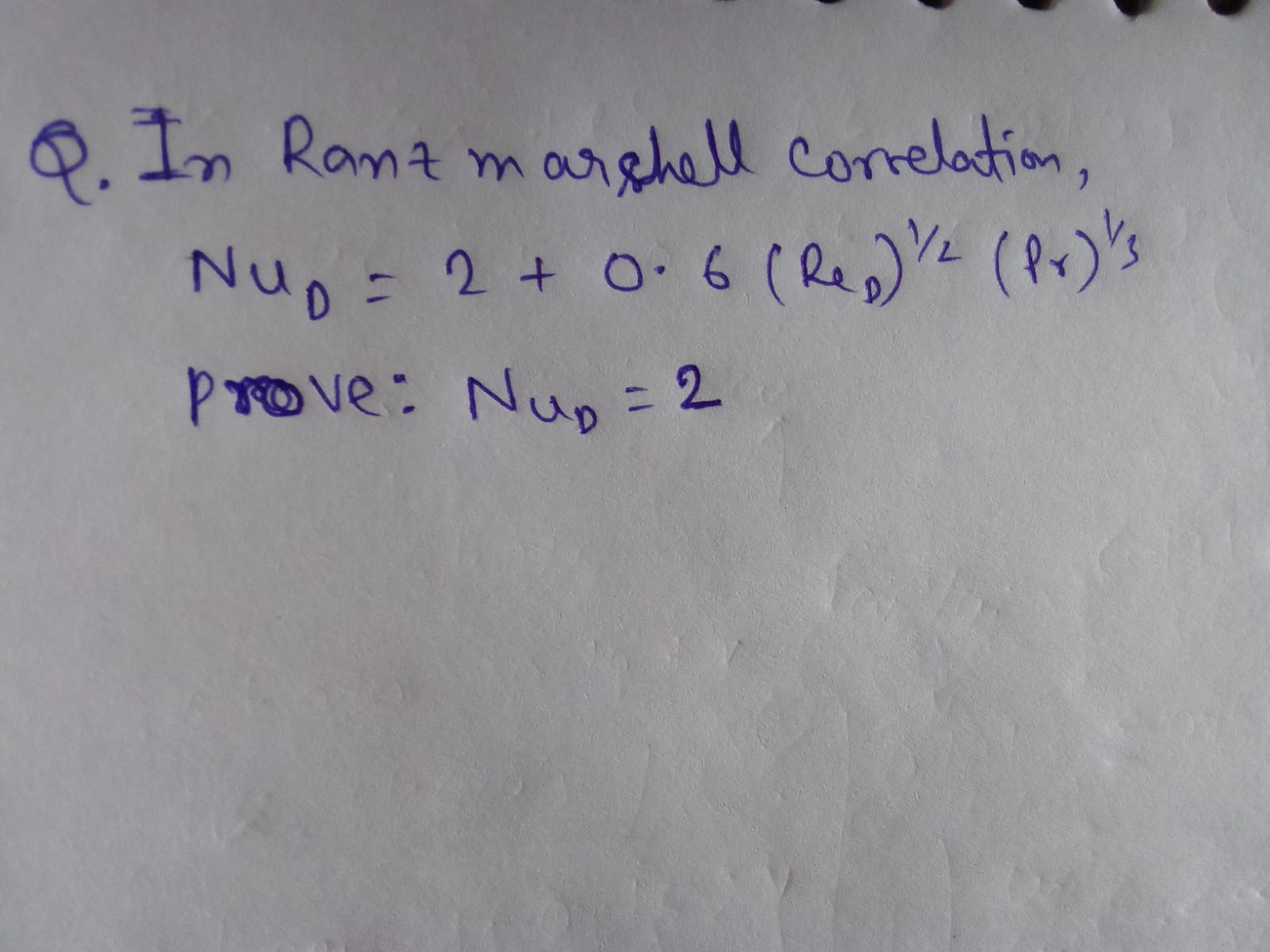 Solved Q. In Ranz marshell correlation, | Chegg.com