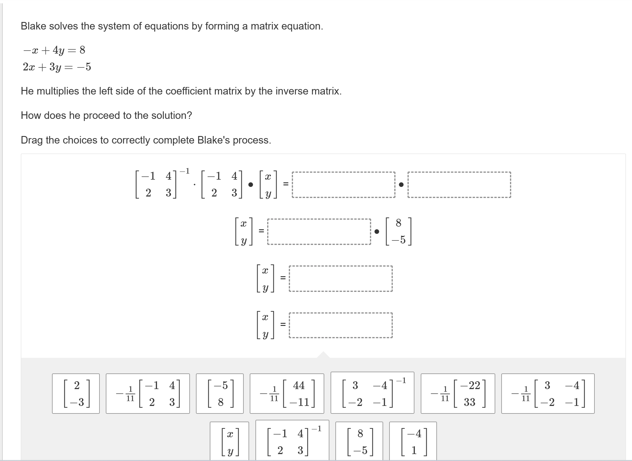 Solved Blake solves the system of equations by forming a | Chegg.com