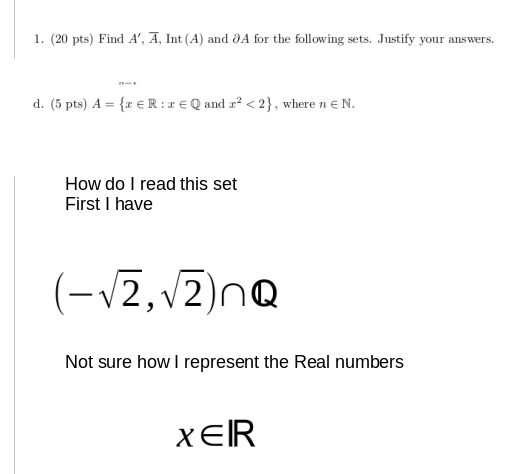 Solved 1. (20 pts) Find A', A, Int (A) and 2A for the | Chegg.com