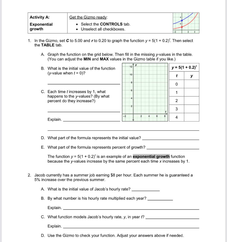 Solved 1. In the Gizmo, set C to 5.00 and r to 0.20 to graph | Chegg.com
