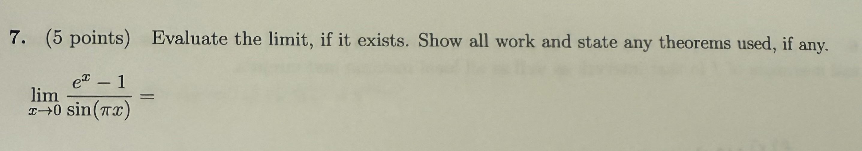 Solved (5 ﻿points) ﻿Evaluate the limit, if it ﻿exists. Show | Chegg.com