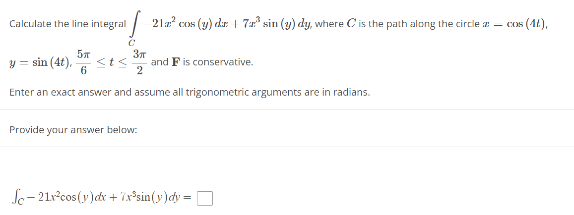 Solved Calculate the line integral | Chegg.com