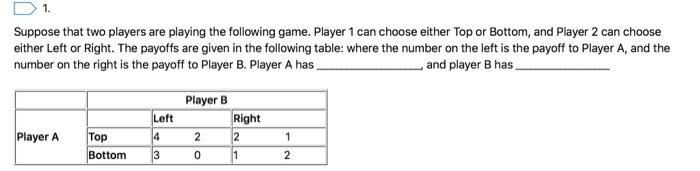 Solved 1. Suppose that two players are playing the following | Chegg.com