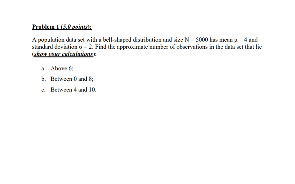Solved Problem 1 (5.0 points): A population data set with a | Chegg.com