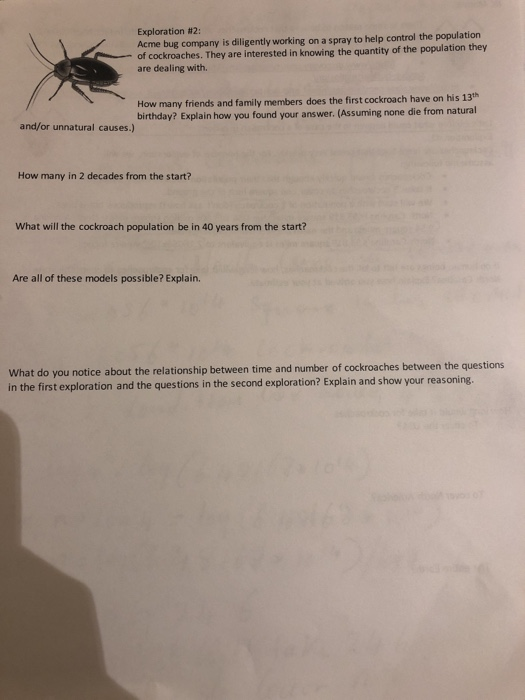 Exploration #2: Acme bug company is diligently | Chegg.com