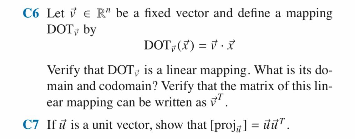 Solved C6 Let v∈Rn be a fixed vector and define a mapping | Chegg.com