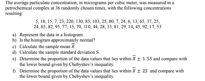 Solved The average particulate concentration, in micrograms | Chegg.com