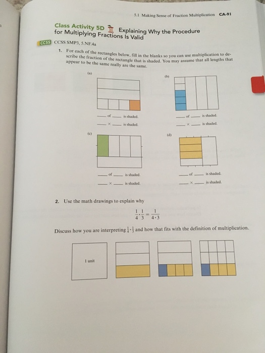 Solved S.1 Making Sense of Fraction Multiplication CA-91 | Chegg.com