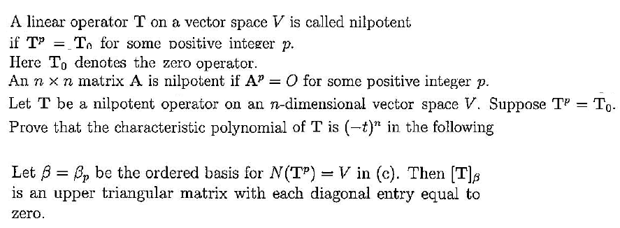 Solved A linear operator T on a vector space V is called | Chegg.com