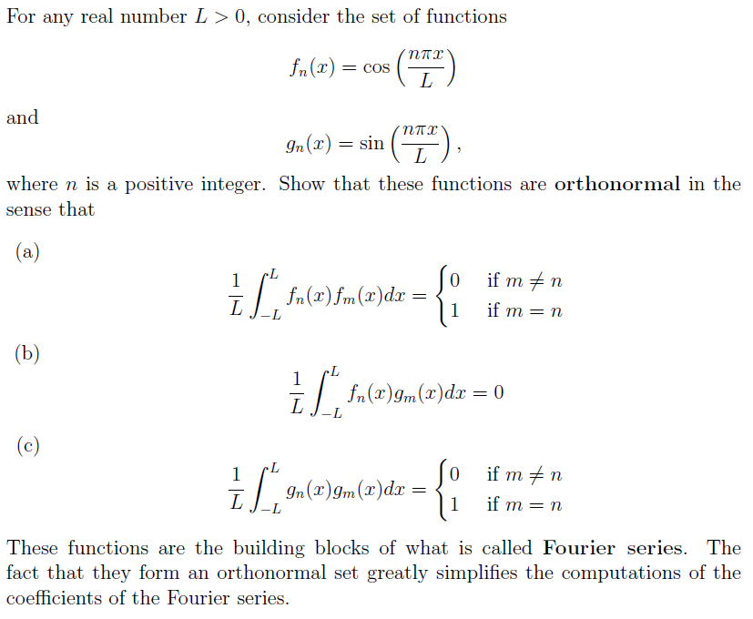 Solved For any real number L>0, consider the set of | Chegg.com