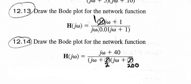 Solved UWT UW + 10) (12.13 Draw the Bode plot for the | Chegg.com